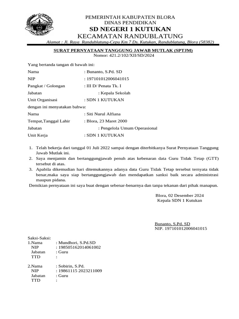 SPTJM PPPK 2024 Alfi | PDF