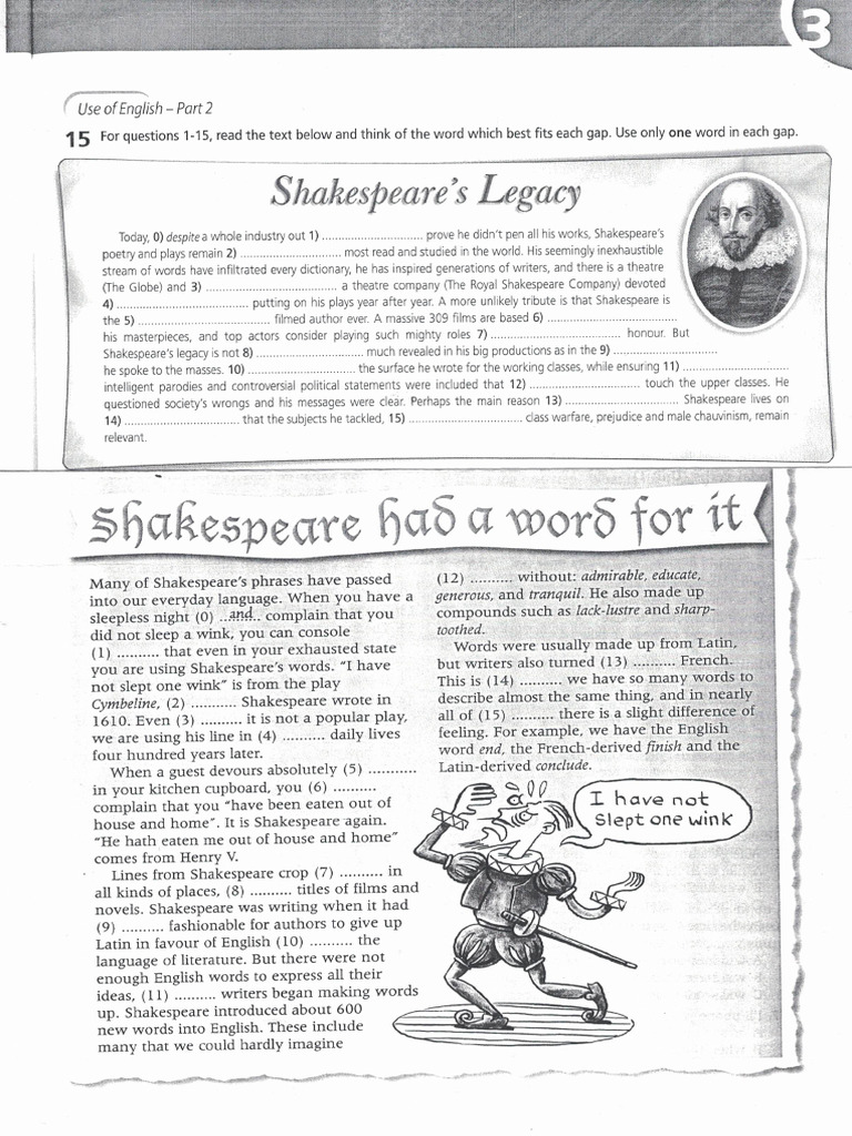Shakespeare Cloze | PDF