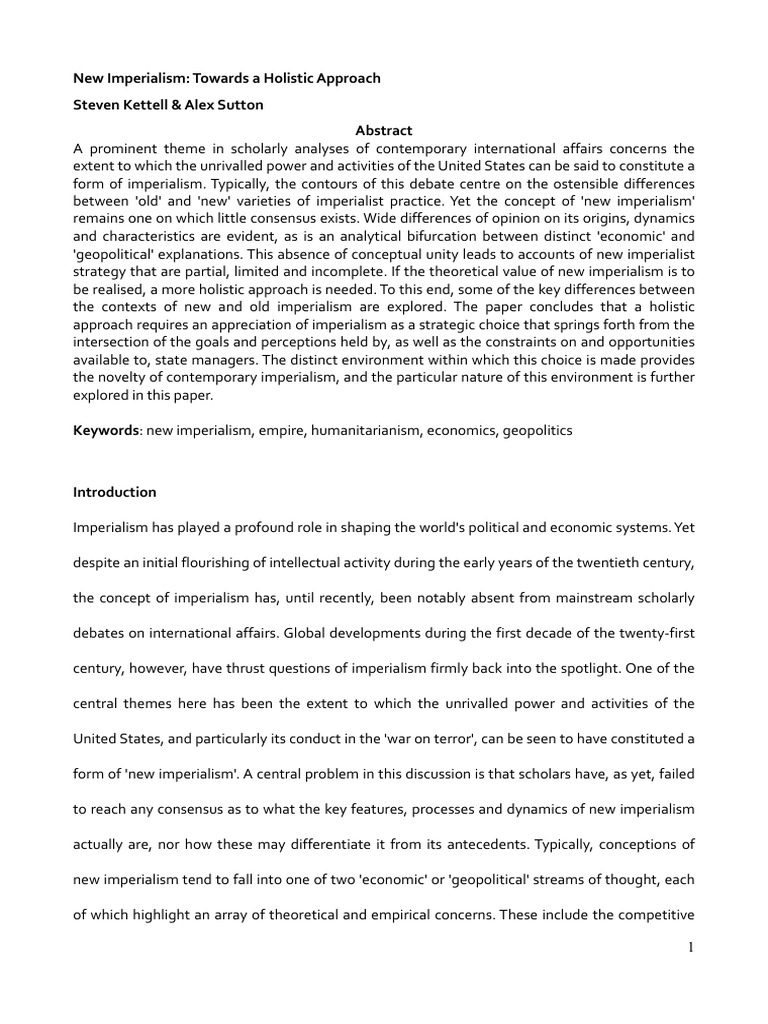Holistic Analysis of New Imperialism | PDF | Imperialism | Capitalism