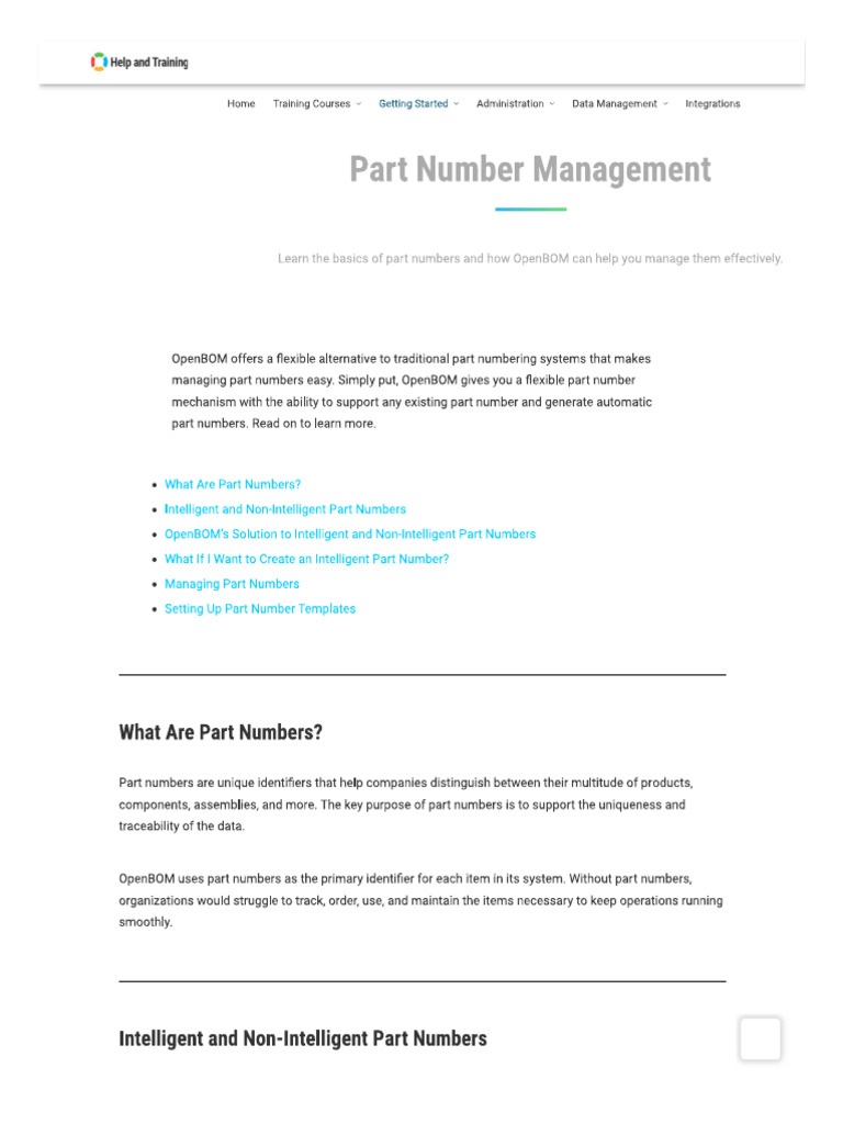 Intelligent Part Numbers | PDF