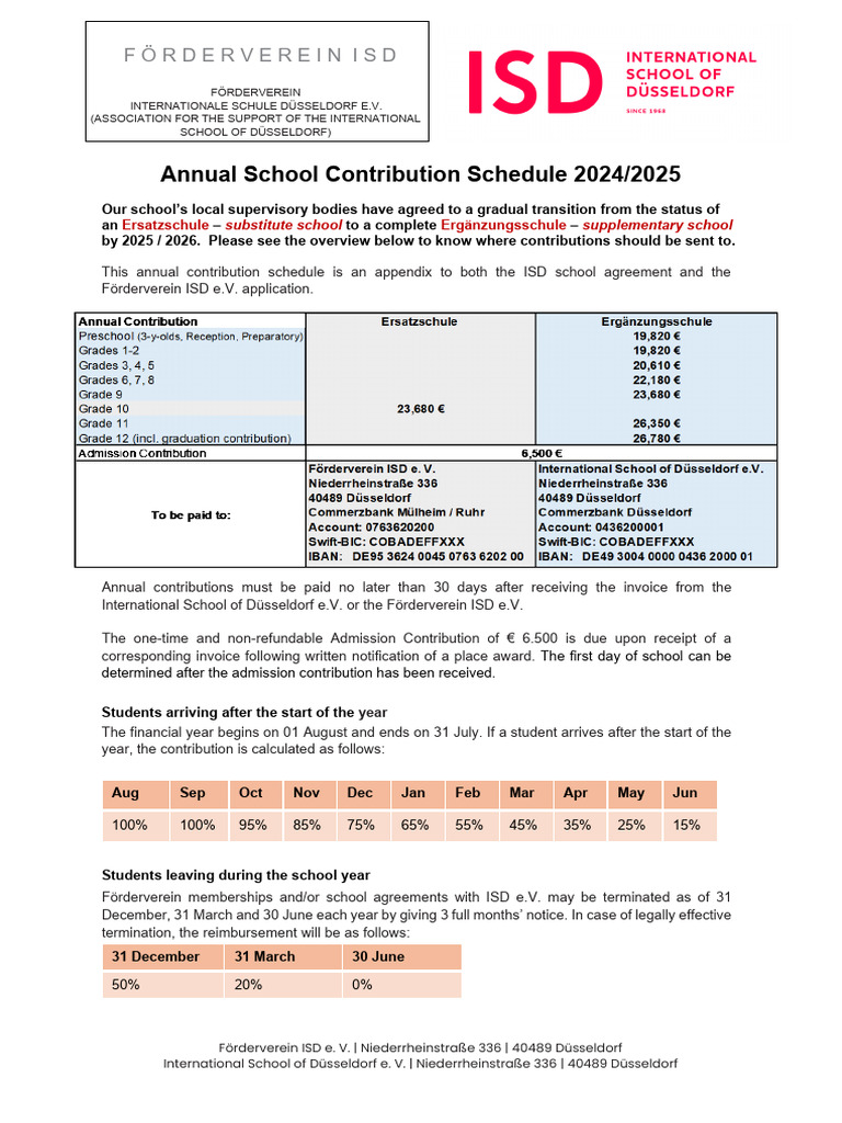 Annual School Contribution Schedule 2024 2 | PDF