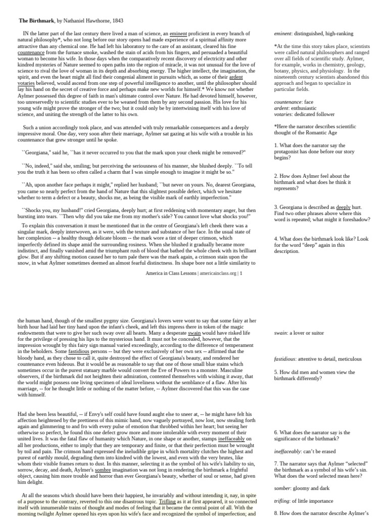 The Birthmark Full Story Text | PDF | Dream | Science