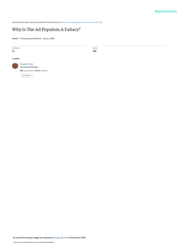 Why Is Ad Populum A Fallacy | PDF | Fallacy | Logic