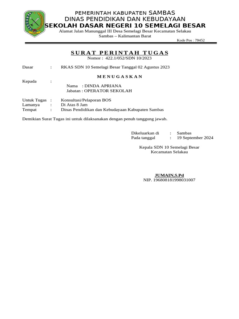 Contoh SPJ Perjalanan Dinas | PDF