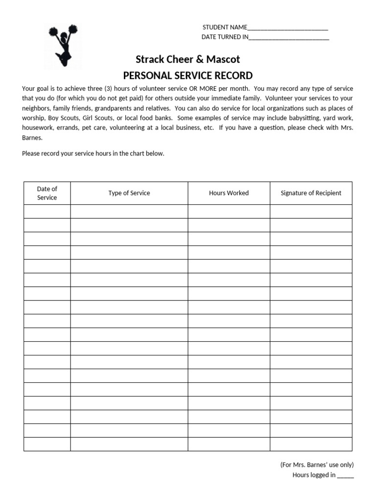 Cheer Sevice Record | PDF