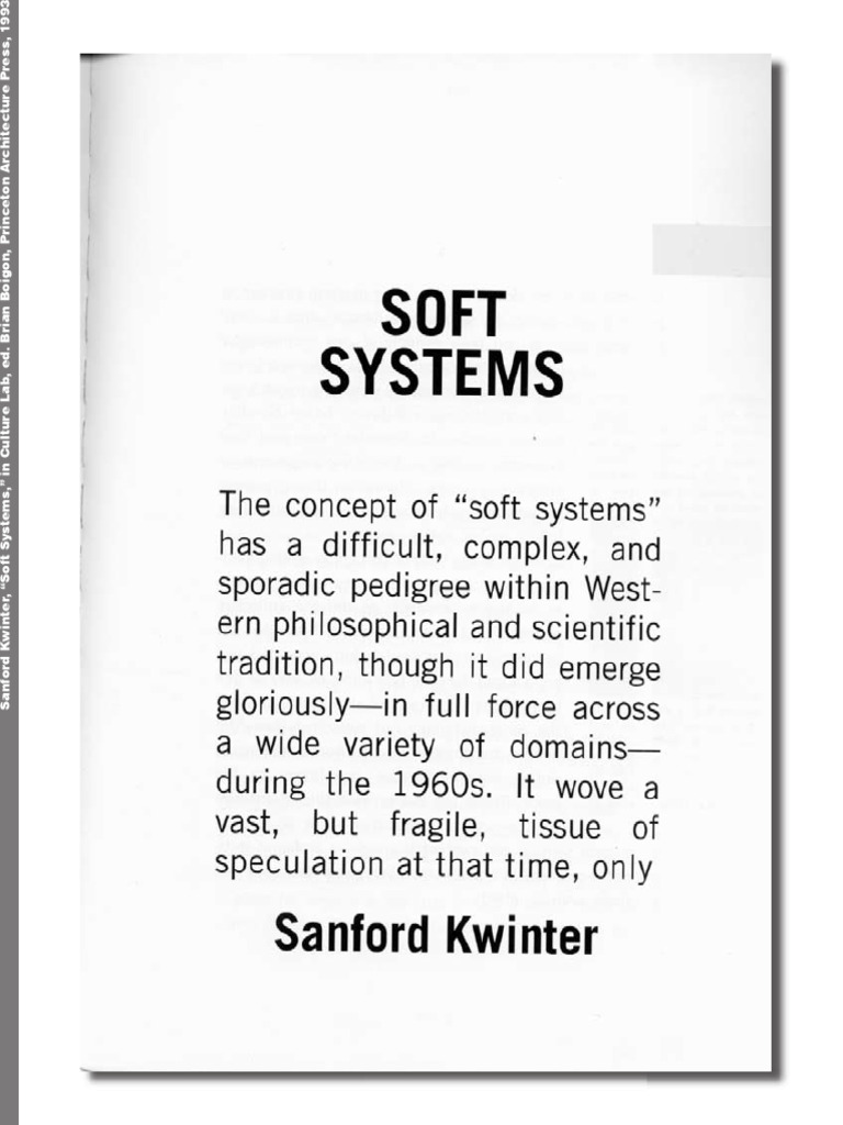 CLASE 2 - Sanford Kwinter - Soft Systems (1993) | PDF | Biology | Genetics