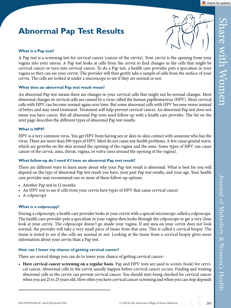 Abnormal Pap Test Results | PDF | Cervical Cancer | Health Sciences