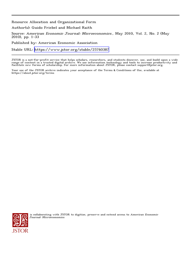 Friebel ResourceAllocationOrganizational 2010 | PDF | Incentive ...