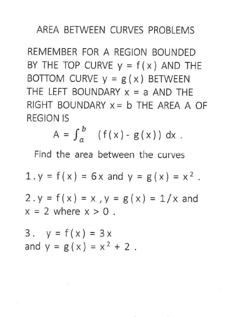 Area Between Curves | PDF