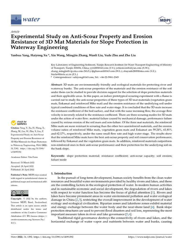 Experimental Study On Anti Scour Property and Erosion 2fpbm0ds | PDF ...