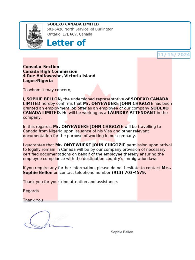 Employment Confirmation for Onyeweuke John | PDF
