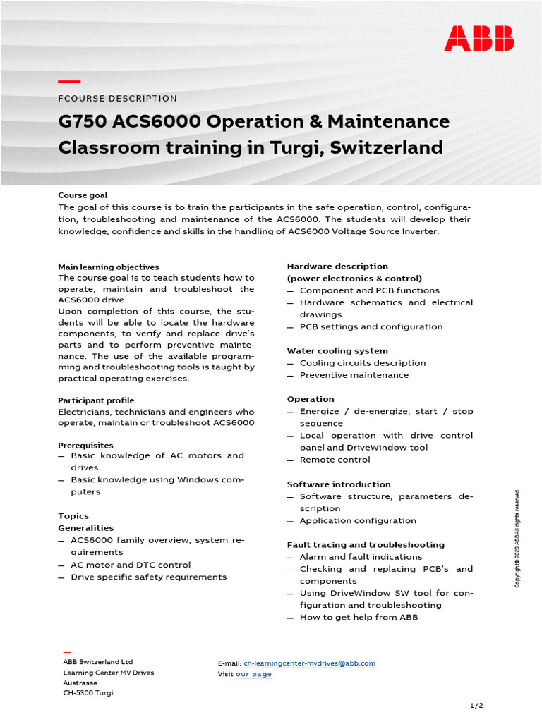 G750_ACS6000_O&M_course description_240703 | PDF | Troubleshooting ...