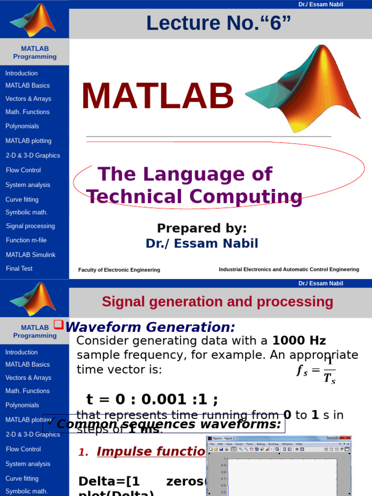 Matlab Programming Lecture 6 Pdf Matlab Discrete Fourier Transform 7347