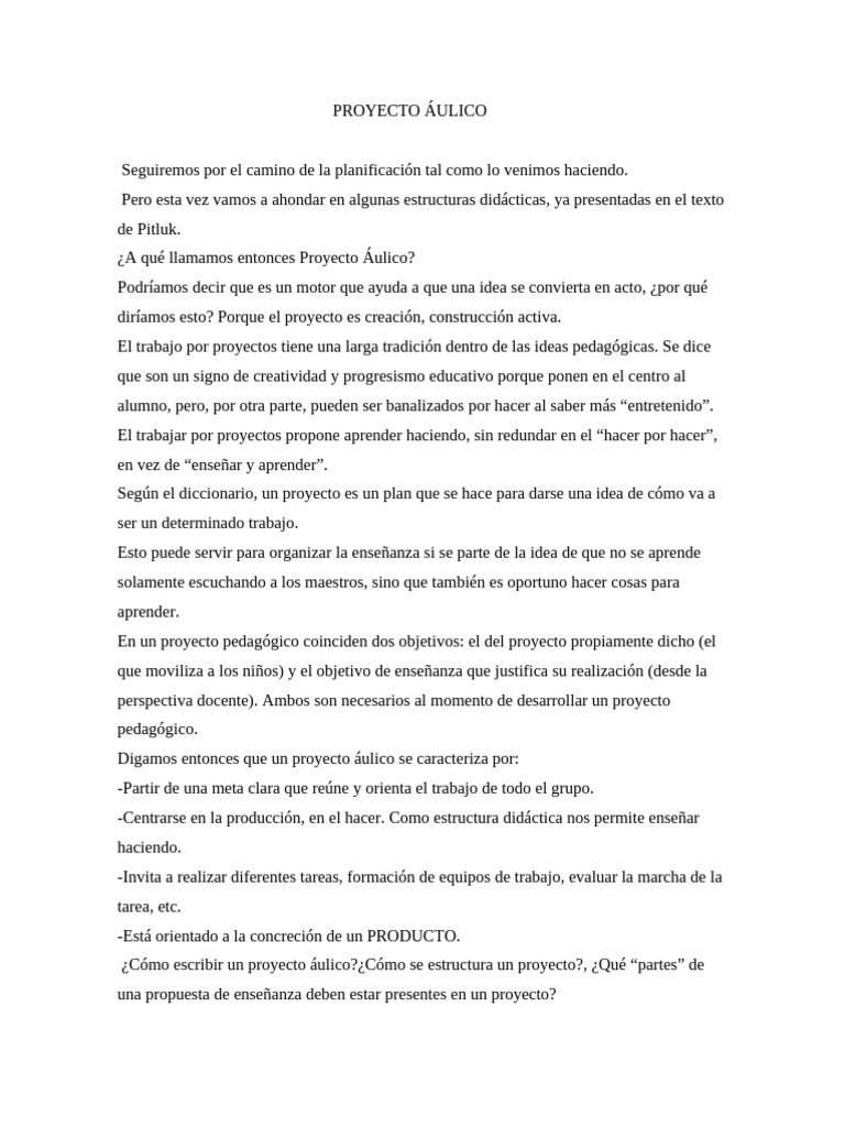 Proyecto Aulico | PDF | Enseñando | Aprendizaje