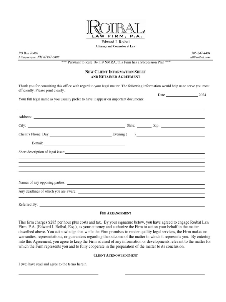 1 New Client Info Sheet 2024 | PDF