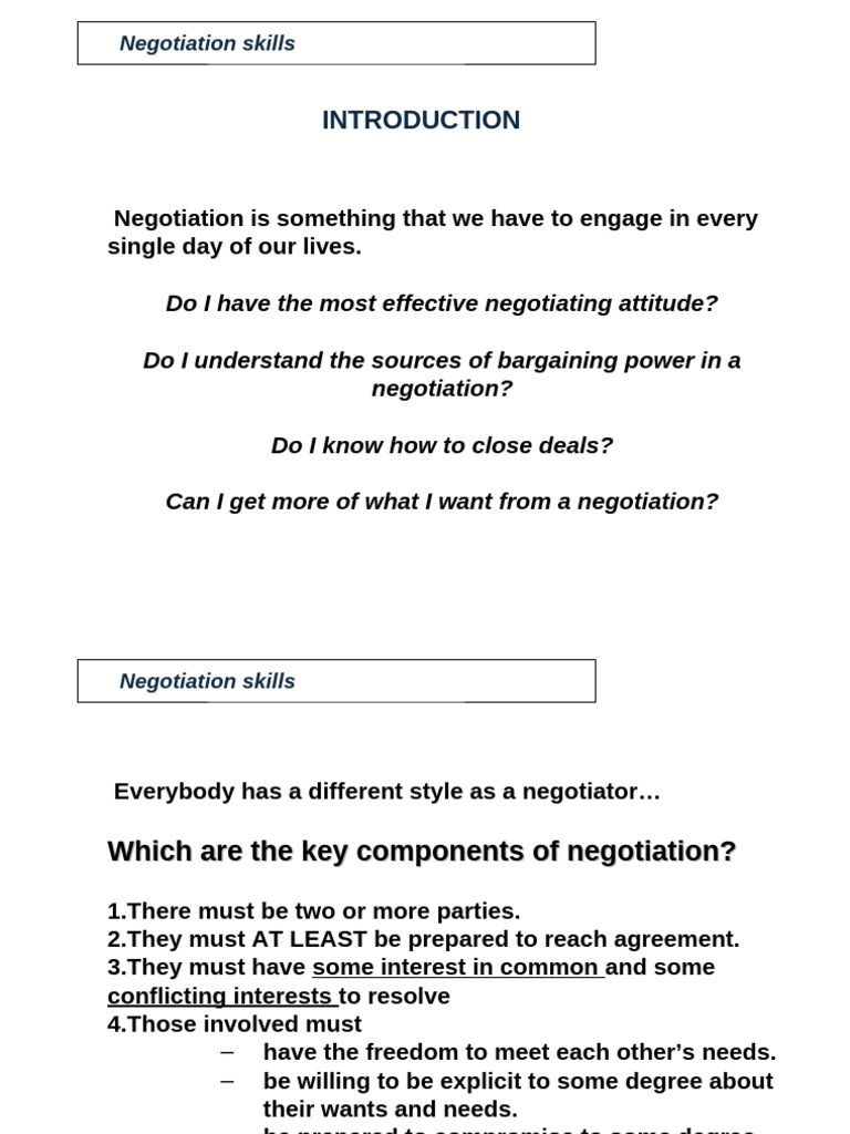 Mastering Negotiation Skills and Strategies | PDF | Negotiation ...