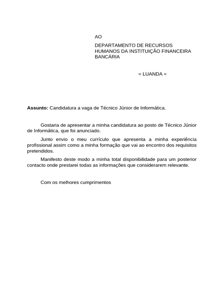 Carta de Candidatura | PDF