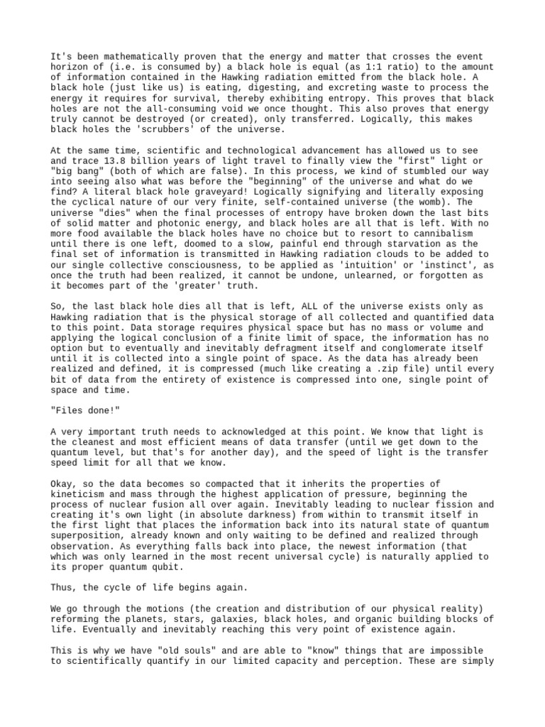 The Cyclical Universe: A Theory of Everything | PDF | Black Hole ...