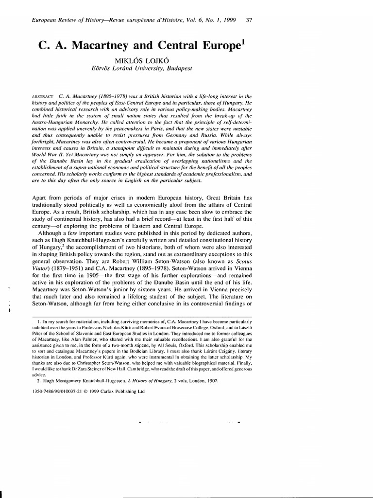 CA Macartney and Central Europe | PDF