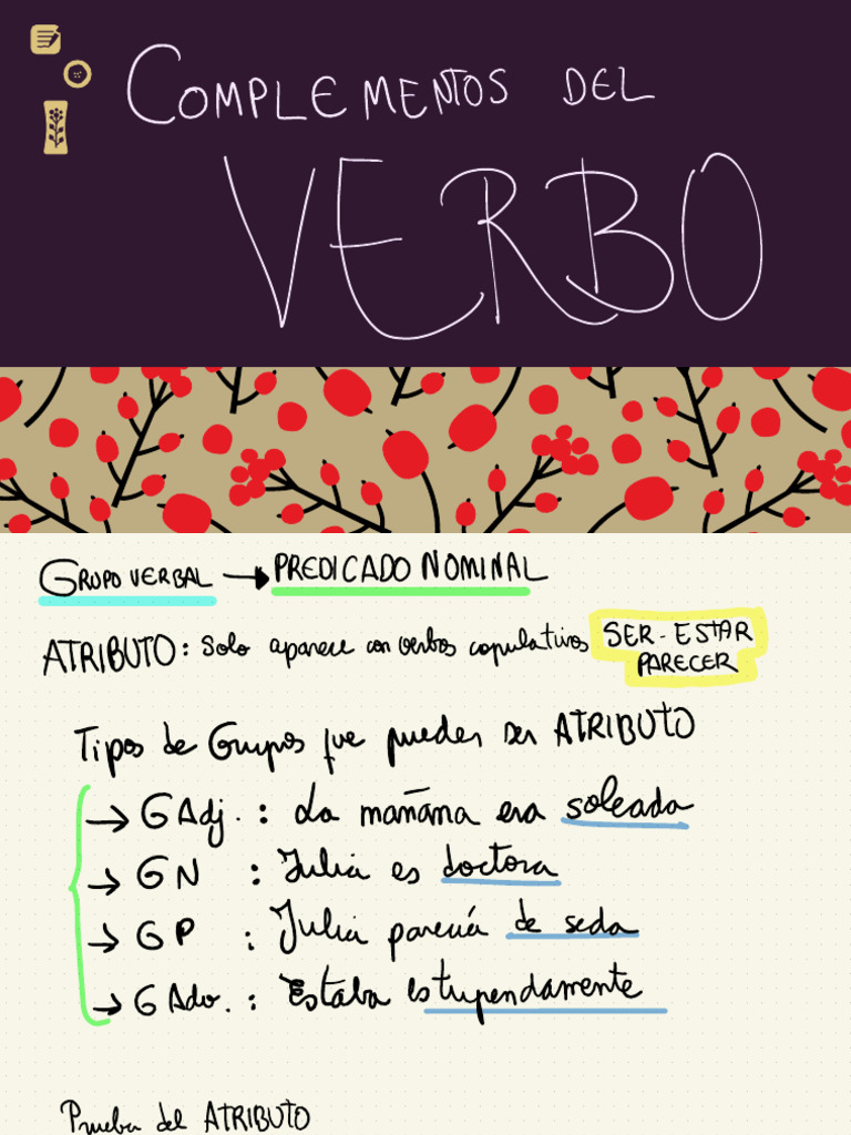 Complementos Del Verbo | PDF | Predicado (Gramática) | Verbo