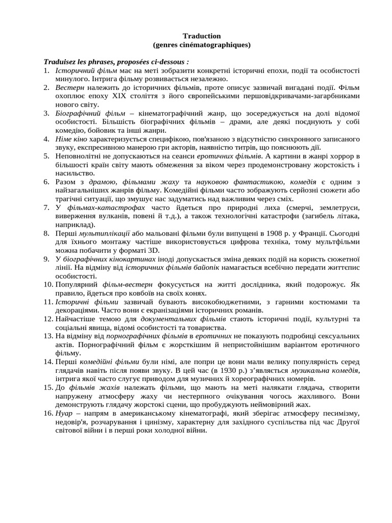 8 Genres Traduction | PDF