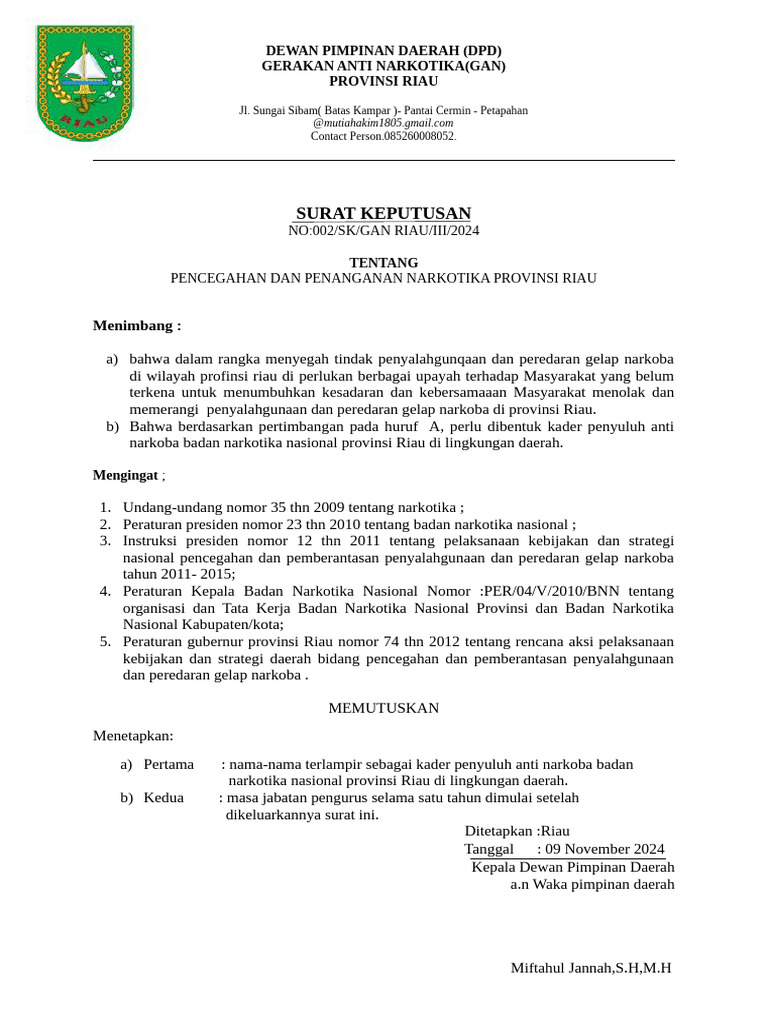 SURAT - KEPUTUSAN - Revisi 2-1 | PDF