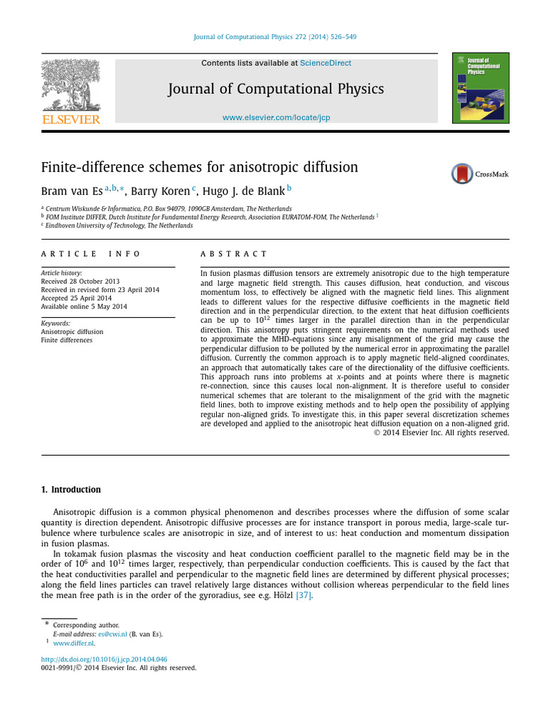 Van Es Et Al. 2014 - Finite-Difference Schemes For Anisotropic Diffusion | PDF | Anisotropy ...