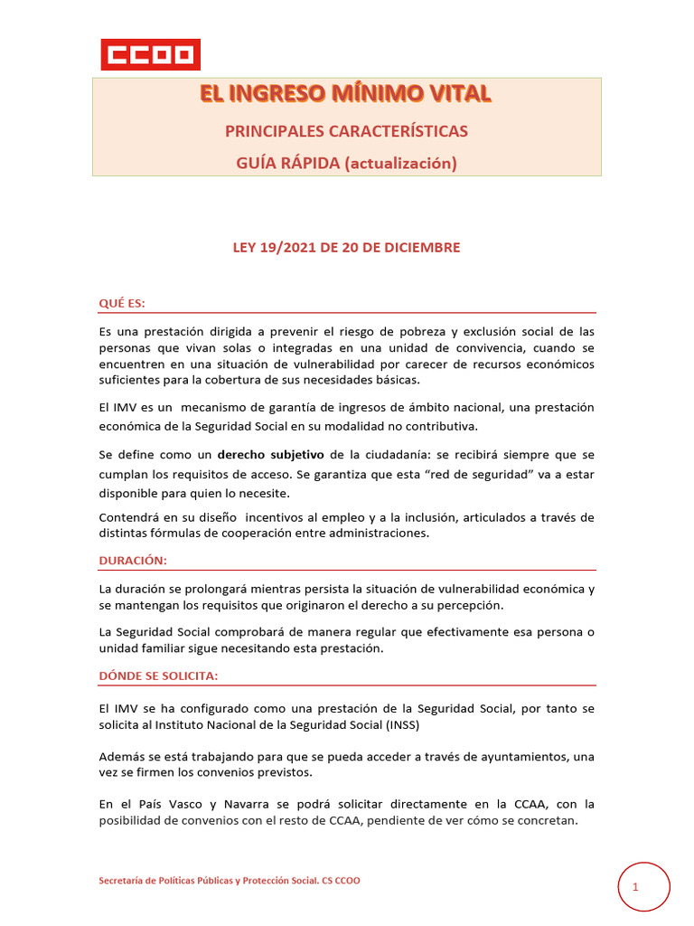 Resumen Imv | PDF | Adopción | Pensión