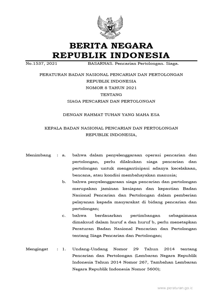 Peraturan BNPP No. 8 Tahun 2021 | PDF