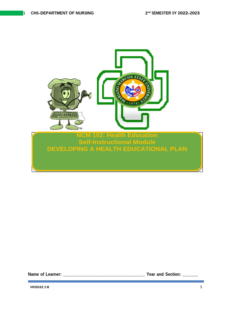 Health Education Plan Module | PDF | Learning | Experience