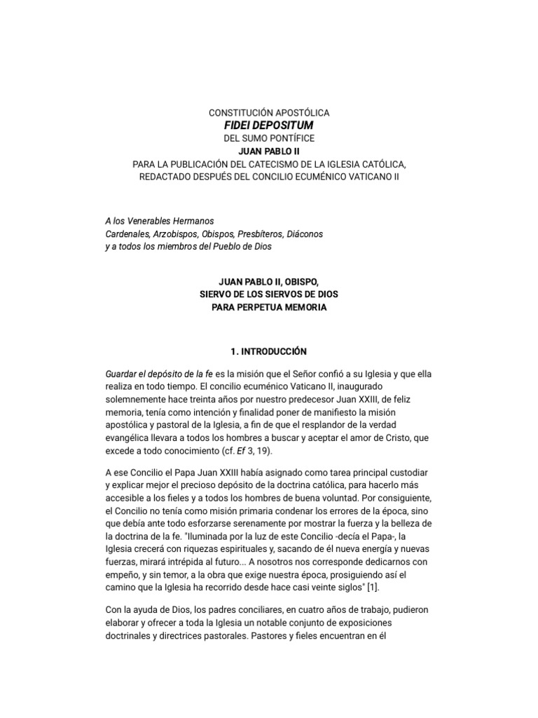 Fidei Depositum (11 de Octubre de 1992) - Juan Pablo II | PDF | Iglesia ...