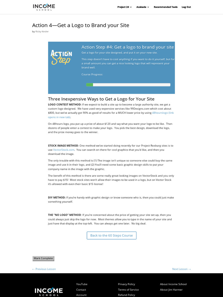 01-Action 4-Get A Logo To Brand Your Site - Income School | PDF | Brand