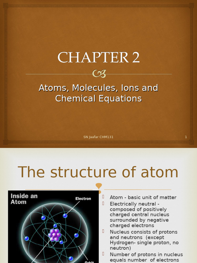 Chapter 2 - Atoms, Molecules, Ions and Chemical Equations | PDF | Ion ...