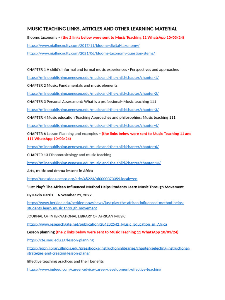 Music Education Resources Guide | PDF | Music Education | Pedagogy
