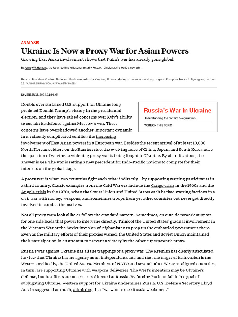 Ukraine Is Now A Proxy War For Asian Powers - Foreign Policy | PDF ...