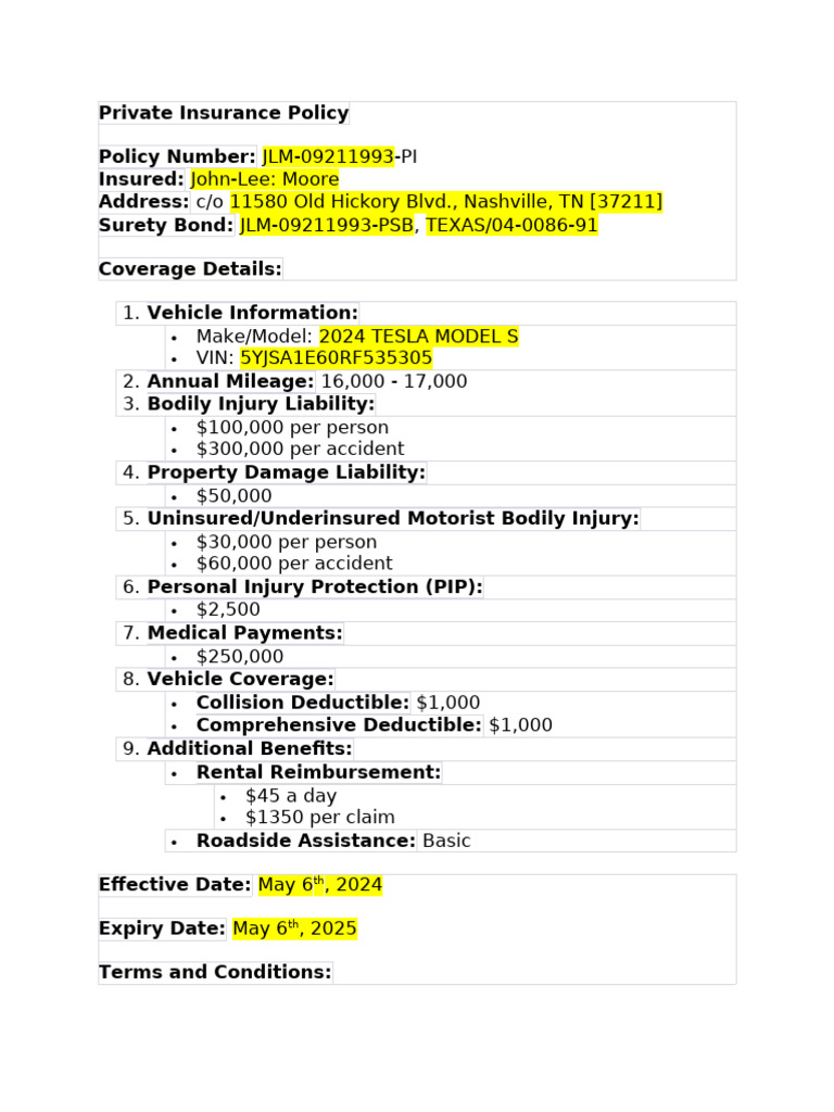 Private Insurance Template | PDF