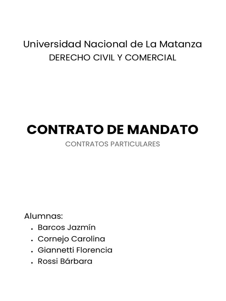 Contrato de Mandato | PDF | Daños y perjuicios | Poder legal