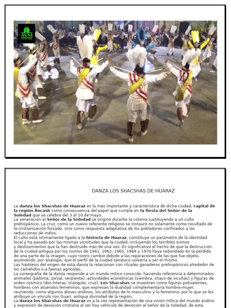 Danza Los Shacshas de Huaraz | PDF | Bailes | Era precolombina