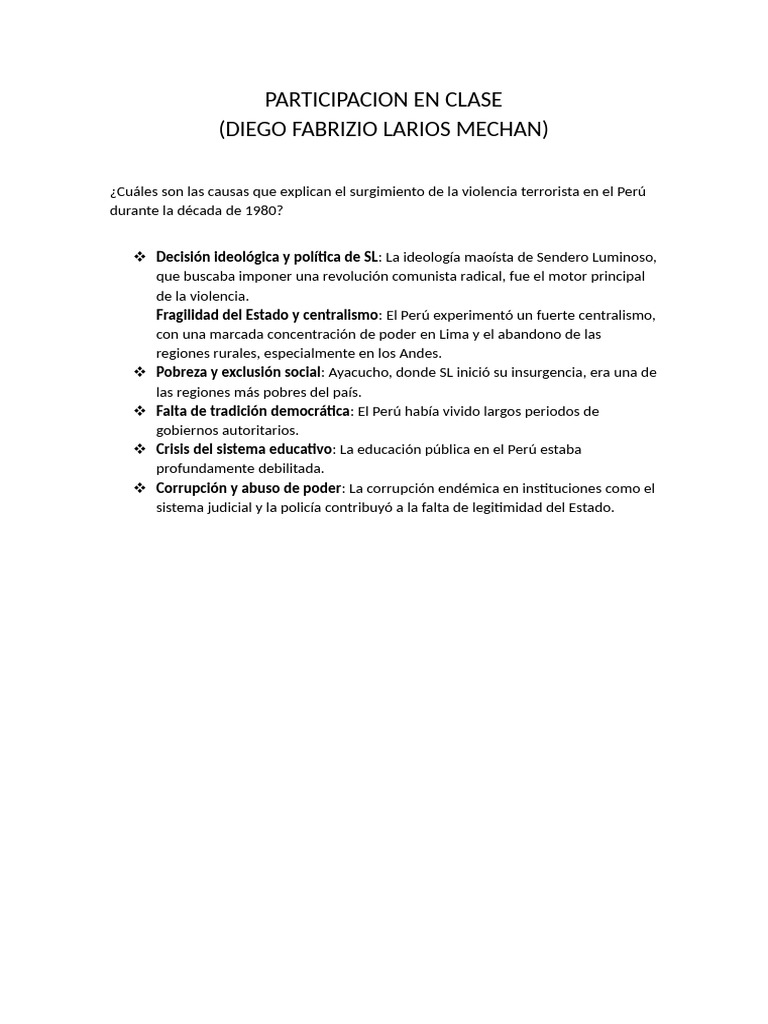 PARTICIPACION EN CLASE semana 11 | PDF