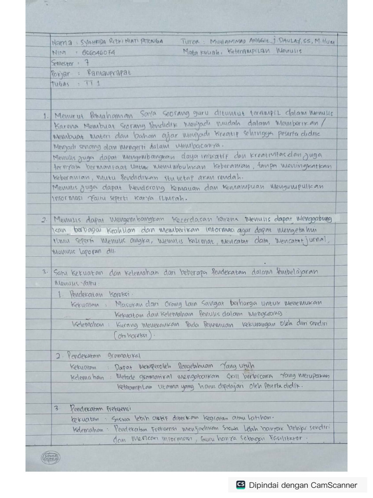 Tugas Tutorial 1 - Keterampilan Menulis | PDF