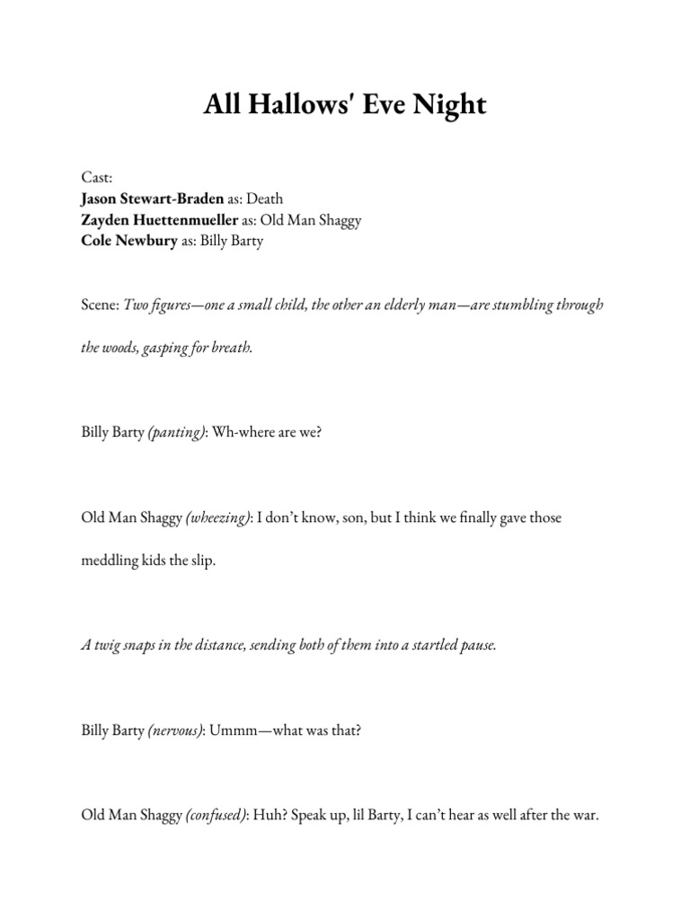Theater Period-7 Halloween Skit Script | PDF