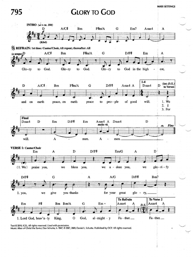 Glory To God (Schutte) Sheet | PDF
