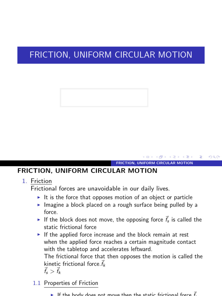 Friction in Circular Motion Explained | PDF | Friction | Force