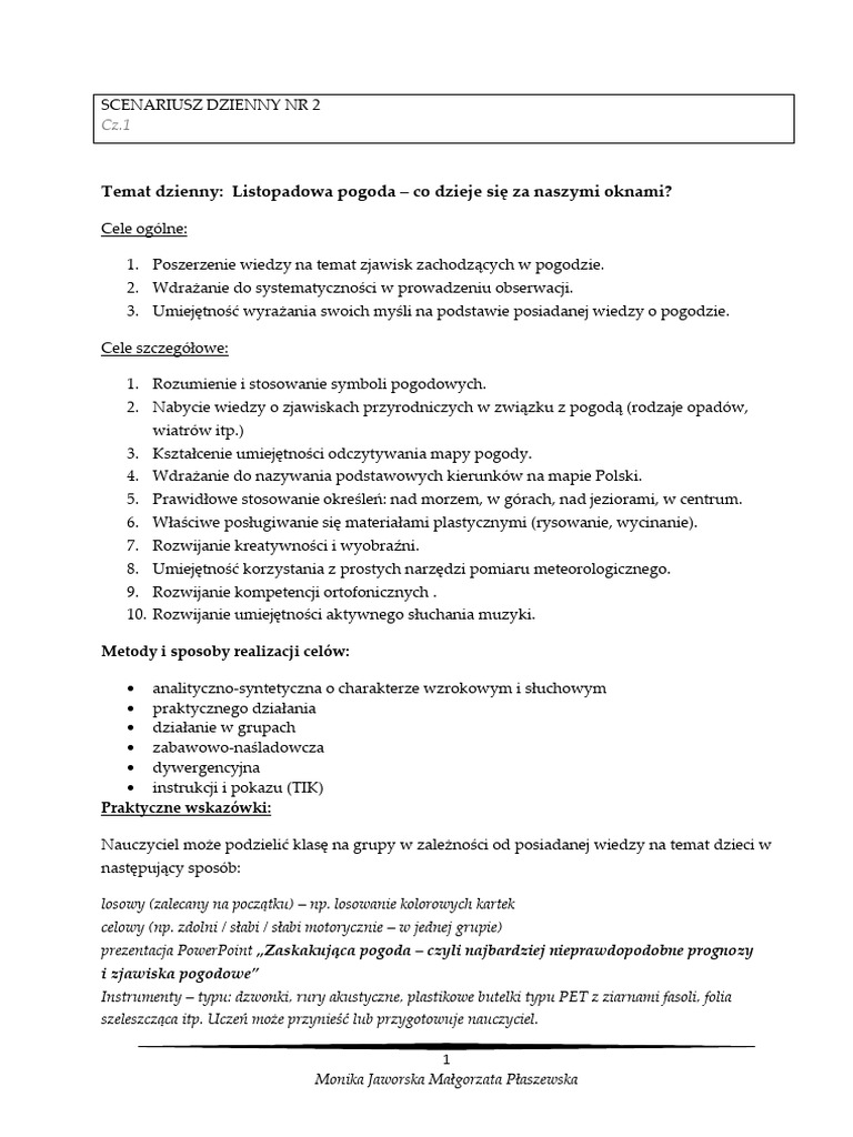 Scenariusz 2 Zal | PDF