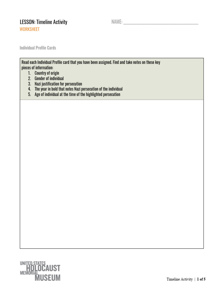 Timeline Activity Worksheet | PDF | The Holocaust