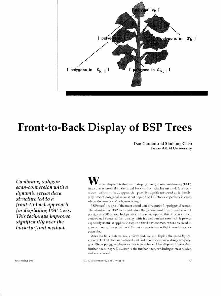 Front To Back Display Of Bsp Trees Pdf Computer Graphics Graphics