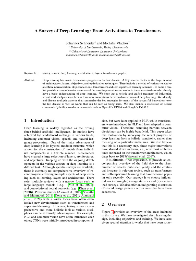 A Survey of Deep Learning - From Activations To Transformers | PDF | Deep Learning | Artificial ...