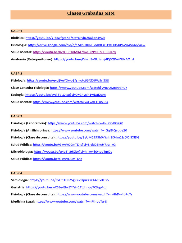 Clases Grabadas SHM | PDF