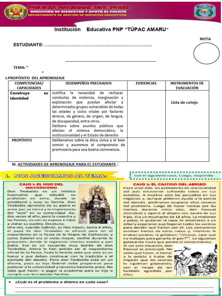 4to Grado DPCC Semana 03 IV B | PDF