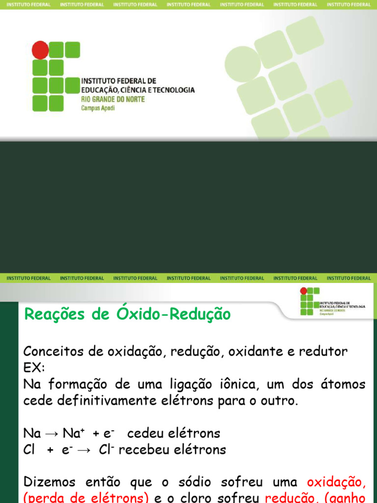11__Oxidação_e_Redução-226780bfeeb84a1a80de632d6722e233 | PDF | Redox ...